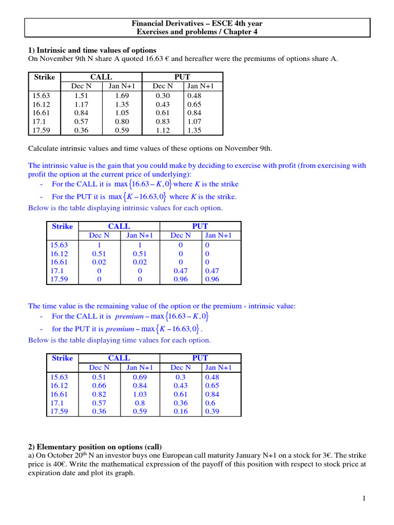 Financial Derivatives - Exercises - Chap4 - Sol | PDF | Option (Finance ...