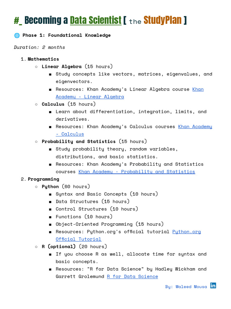 Becoming A Data Scientist StudyPlan | PDF | Artificial Neural Network ...