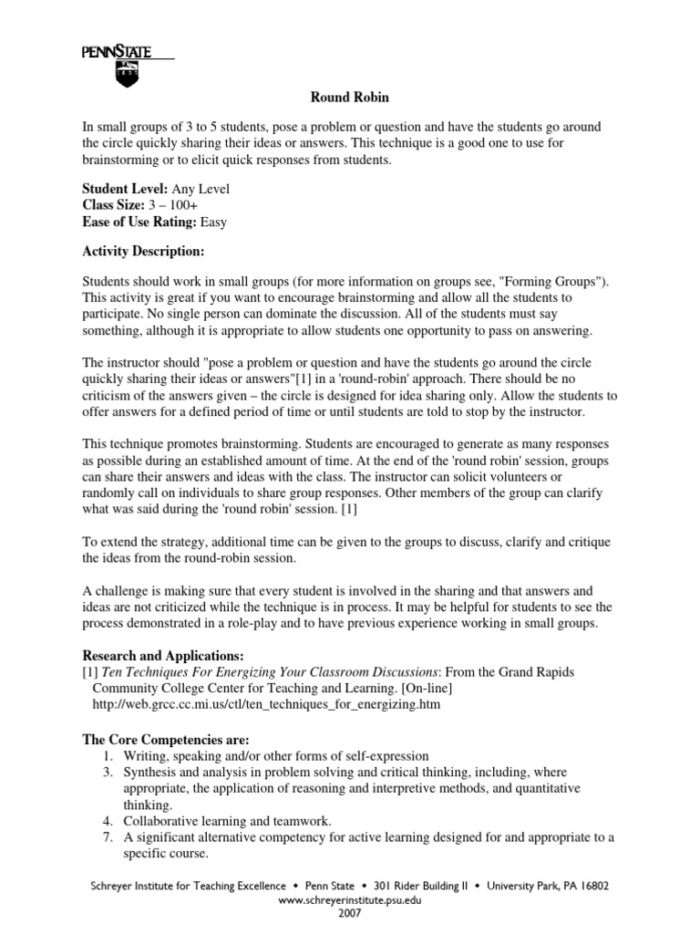 Roundrobin | PDF | Brainstorming | Learning