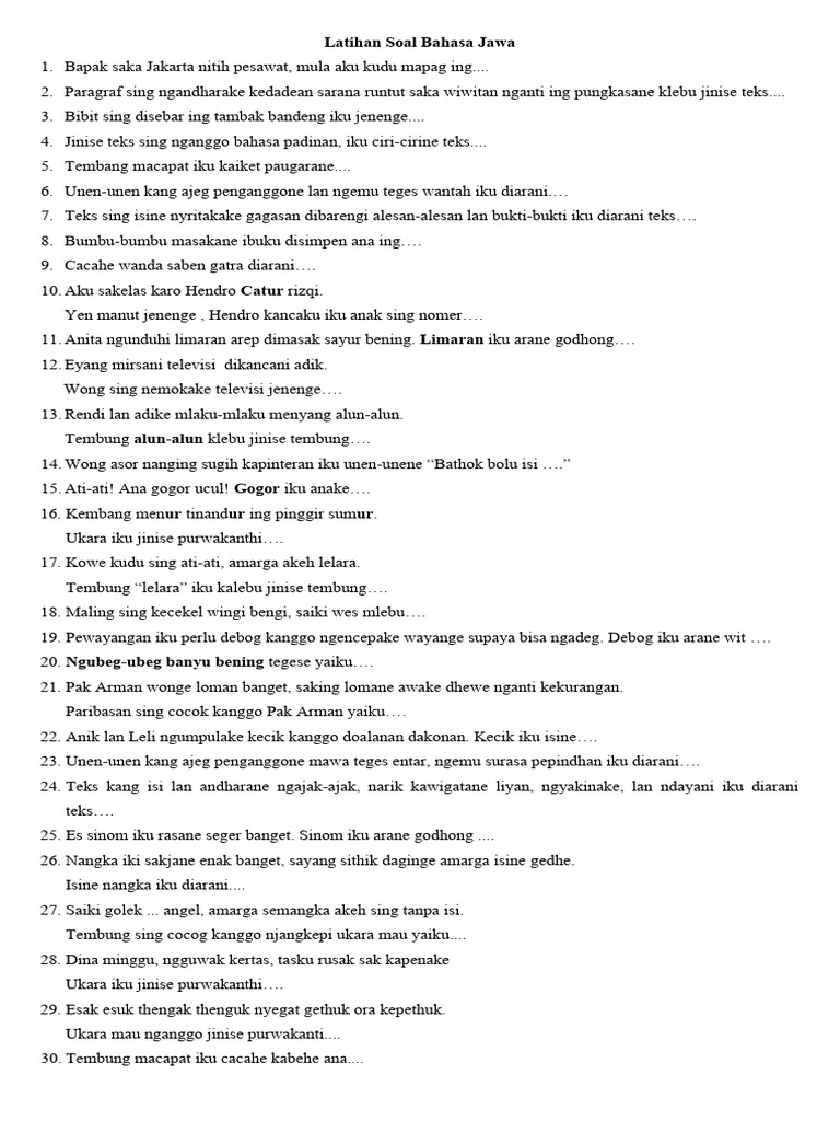 Latihan Soal Bahasa Jawa | PDF