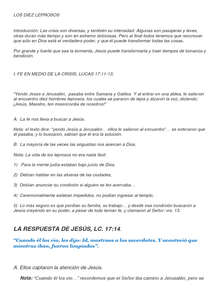 Los 10 Leprosos | PDF | Jesús | Salvación