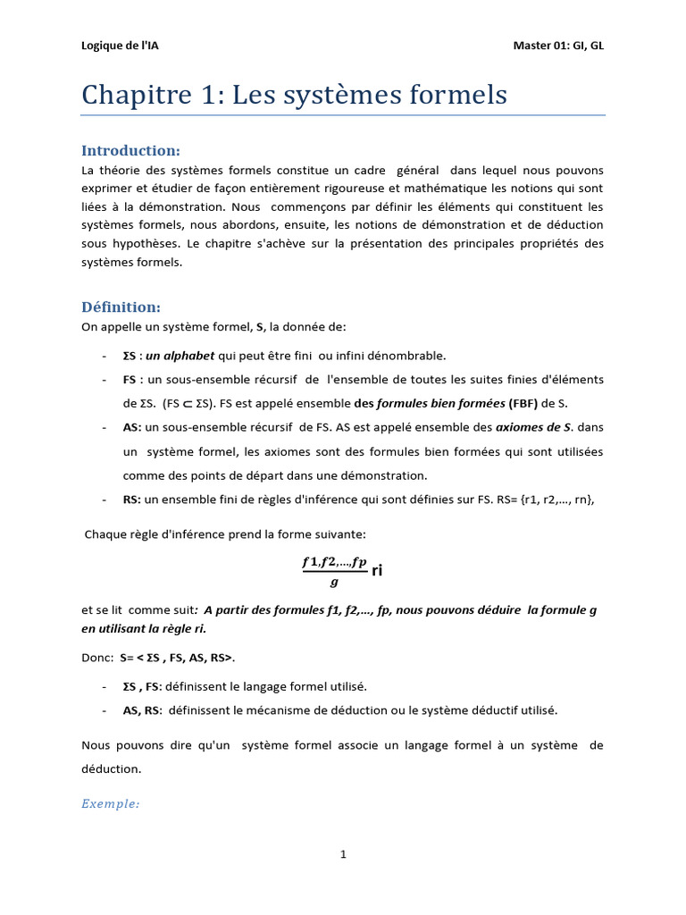 Chapitre 1 Systemes Formels | Descargar gratis PDF | Preuve mathématique | Déduction logique