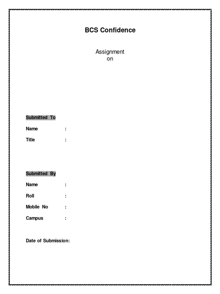 BCS Confidence Assignment Cover | PDF