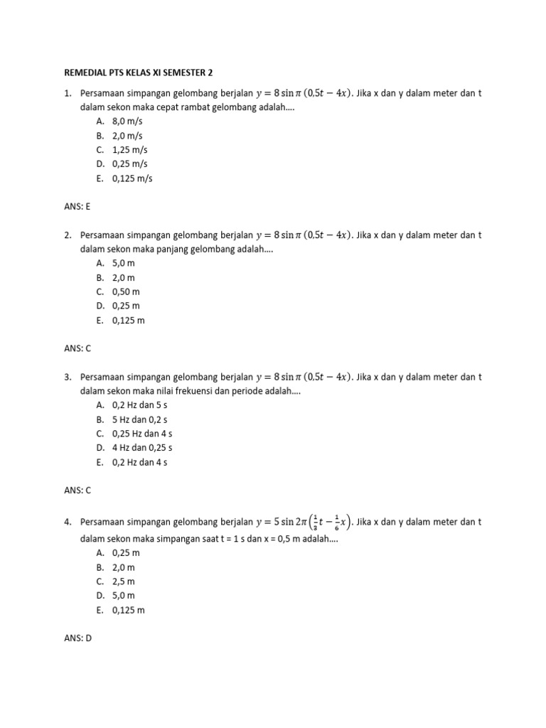 Soal PTS Fisika Kurikulum Merdeka Bab Gelombang | PDF