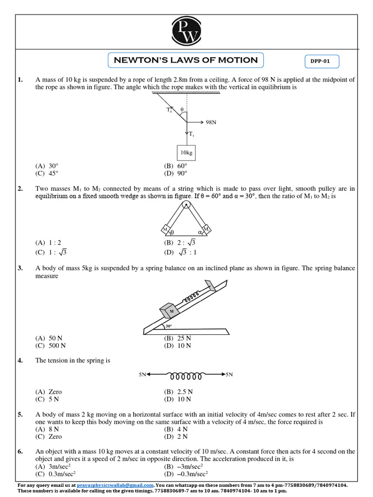 Physics Practice Sheet | PDF