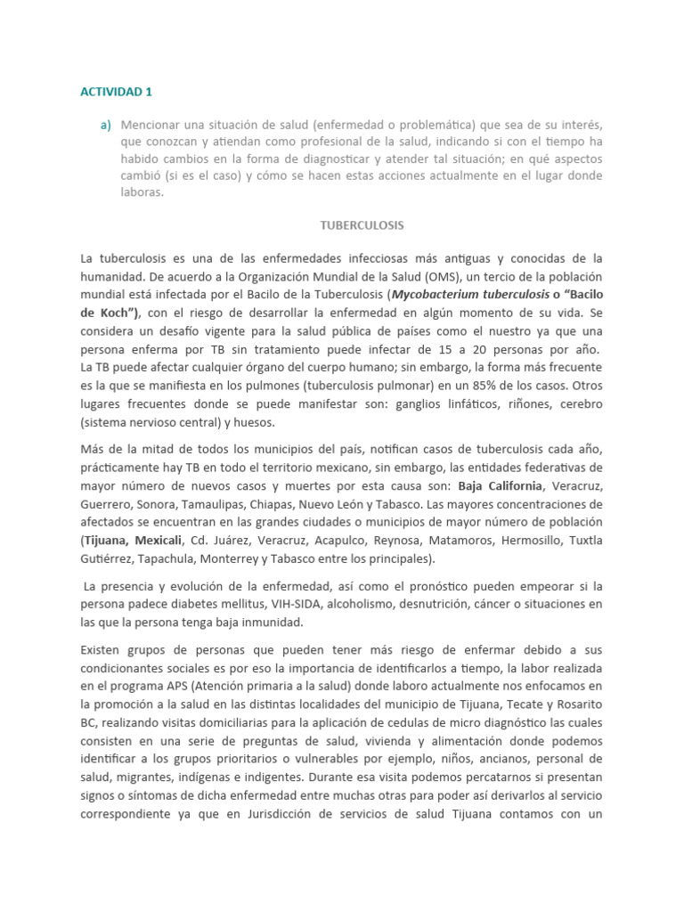 Actividad 1 TB | PDF | Tuberculosis | Medicina