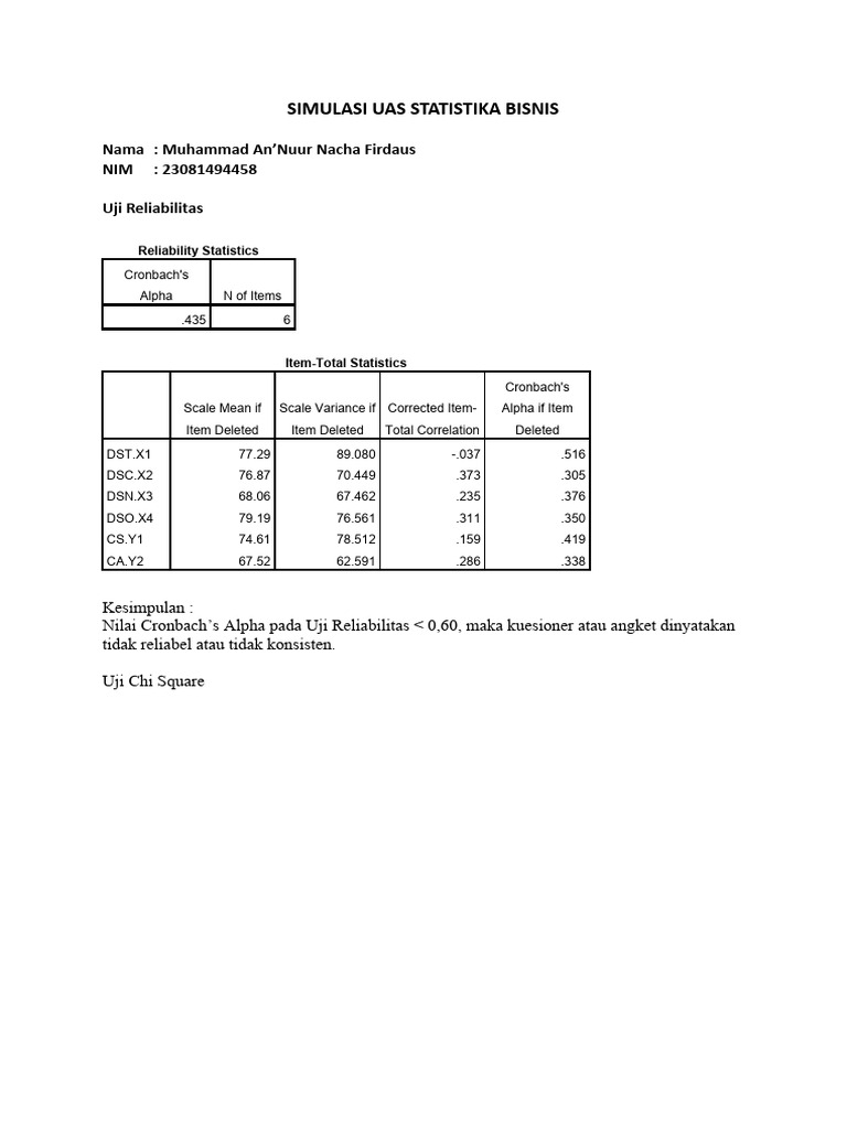 Simulasi Uas Statistika Bisnis | PDF