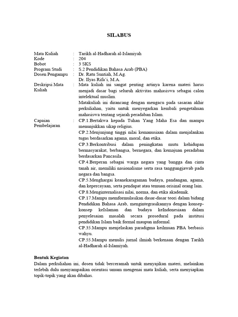 01 SILABUS THI 020923 - Revisi | PDF | Agama & Spiritualitas