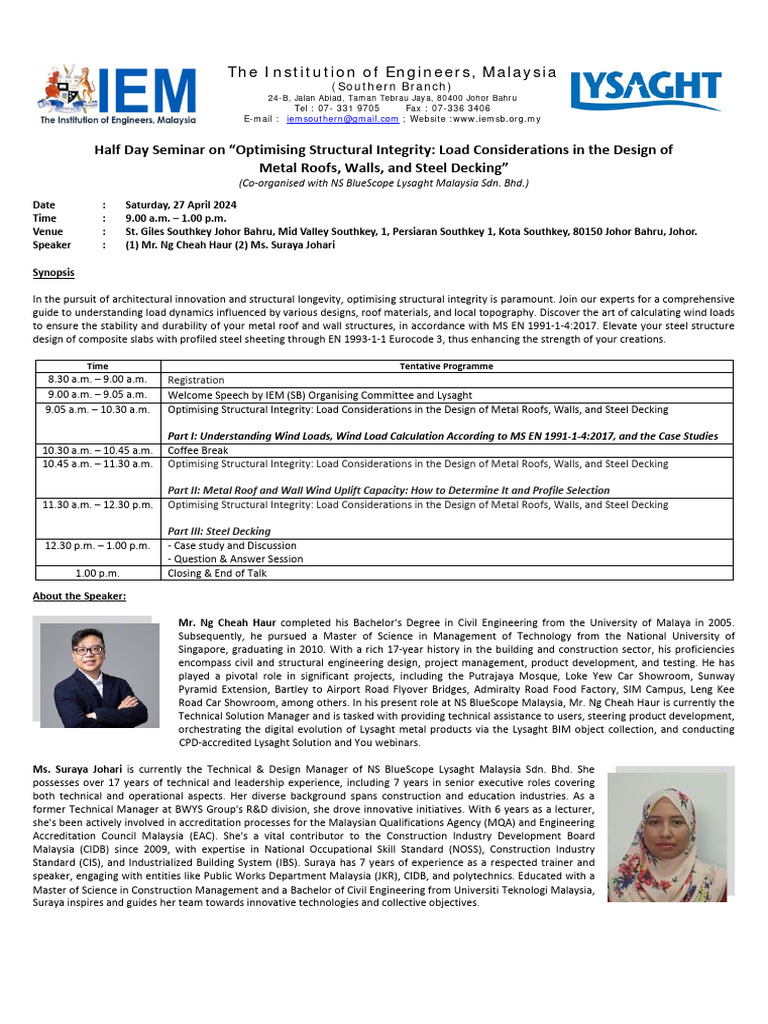Half Day Talk On Optimising Structural Integrity - Load Considerations ...