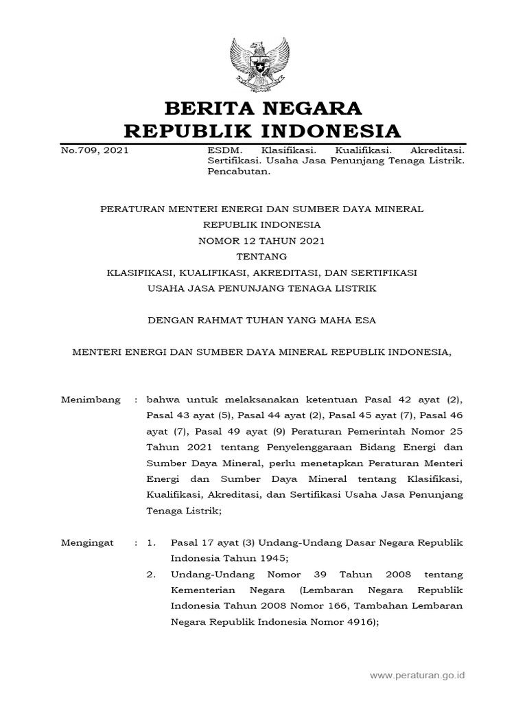Permen ESDM No. 12 Tahun 2021 | PDF