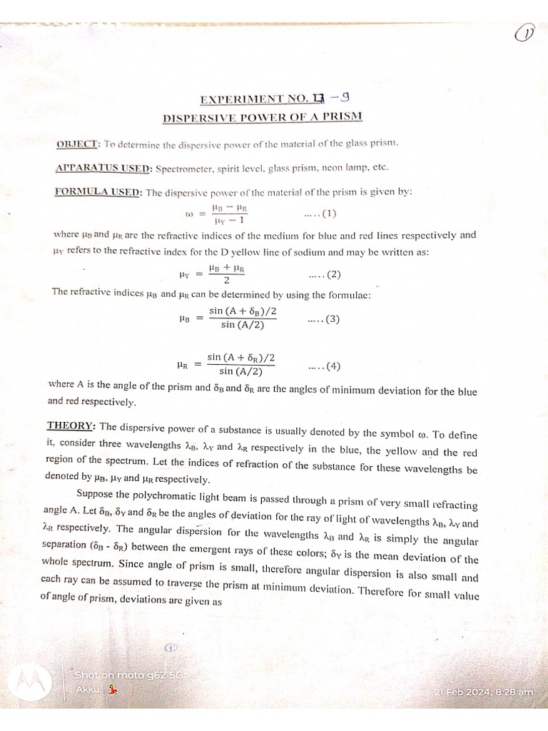 Dispersive Power | PDF