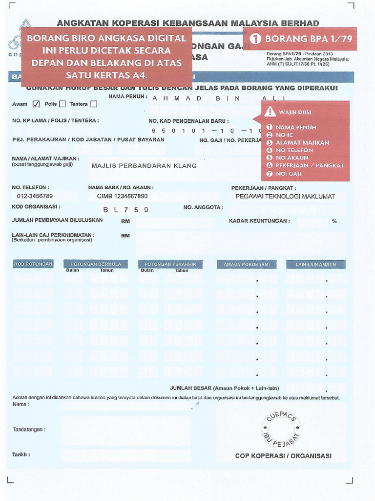 Contoh Isi Form ANGKASA | PDF