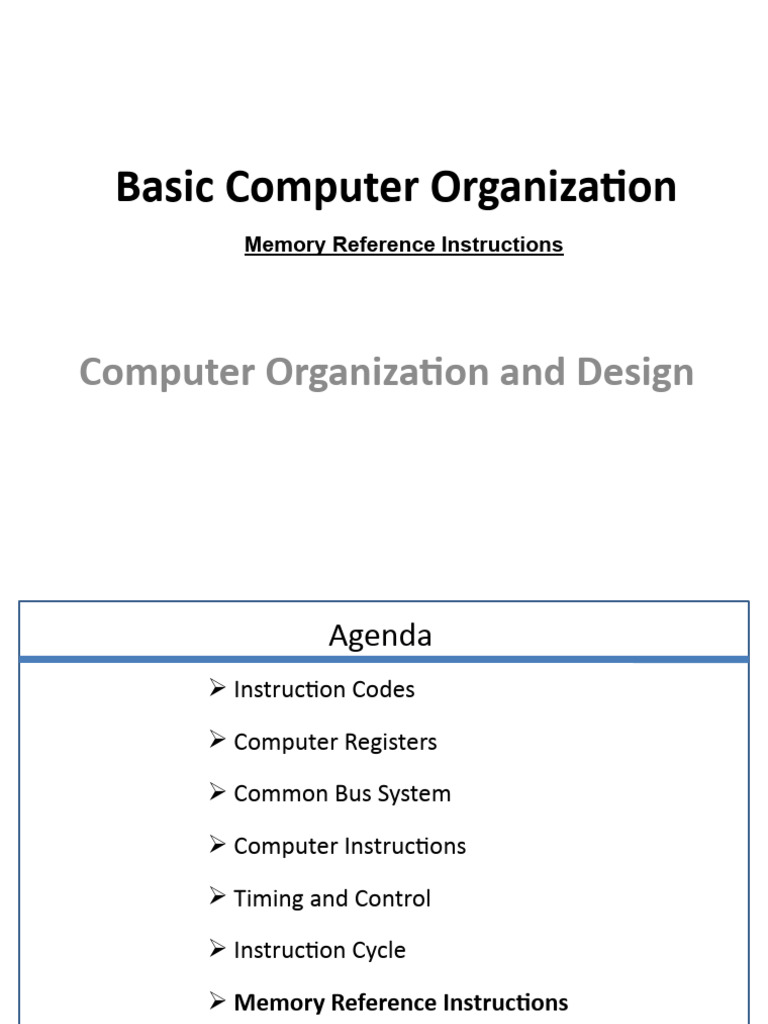 Basic Computer Organizationmemory Reference Instructions Pdf