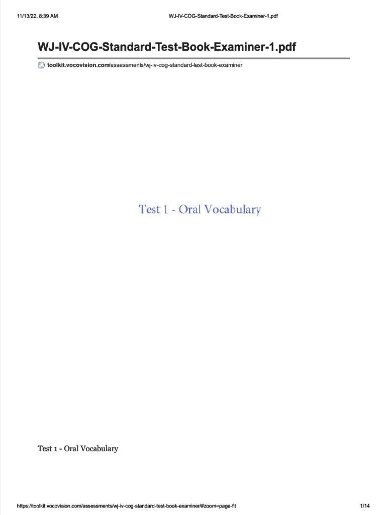 Wj-Iv-Cog-Oral Test Book Part | PDF | English Language | Grammatical Number