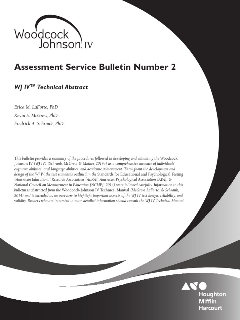 WJ IV Assessment Service Bulletin Number 2 | PDF | Psychology | Cognition