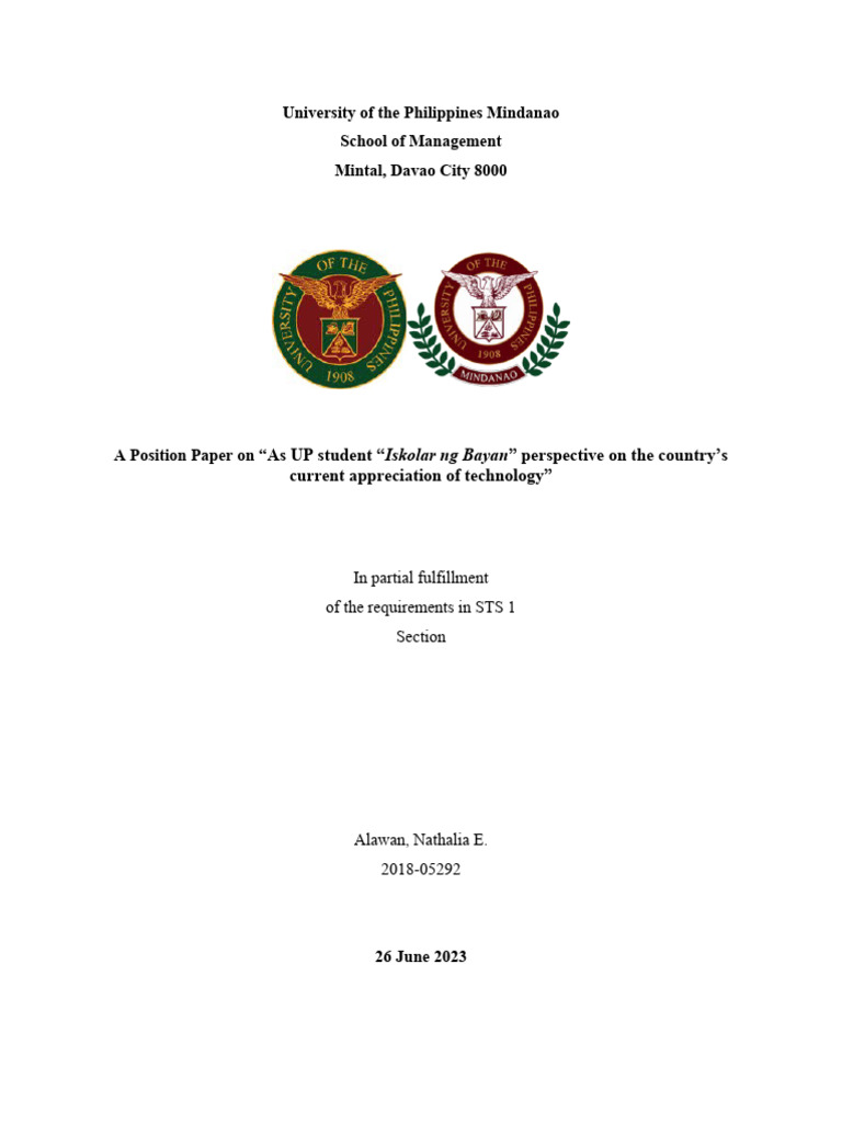 Alawan - STS - Position Paper | PDF | Economies