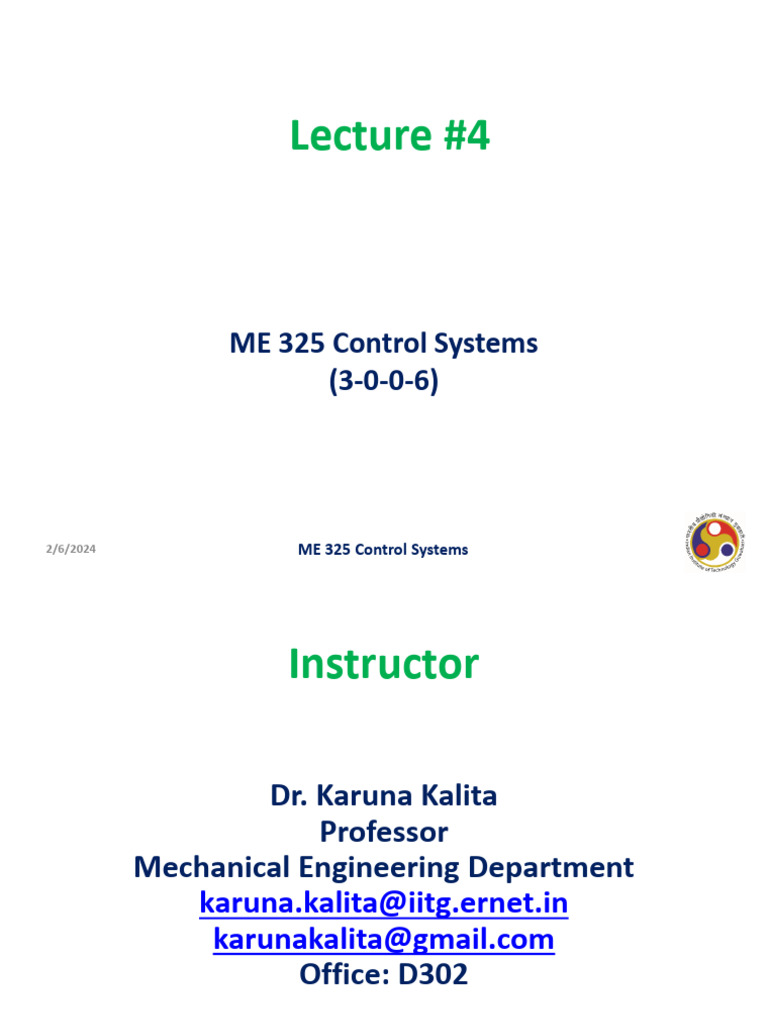 ME 325 ControlSystems Lecture 4 To 9 2024 | PDF
