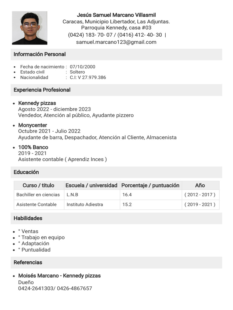 Currículum de Samuel | PDF