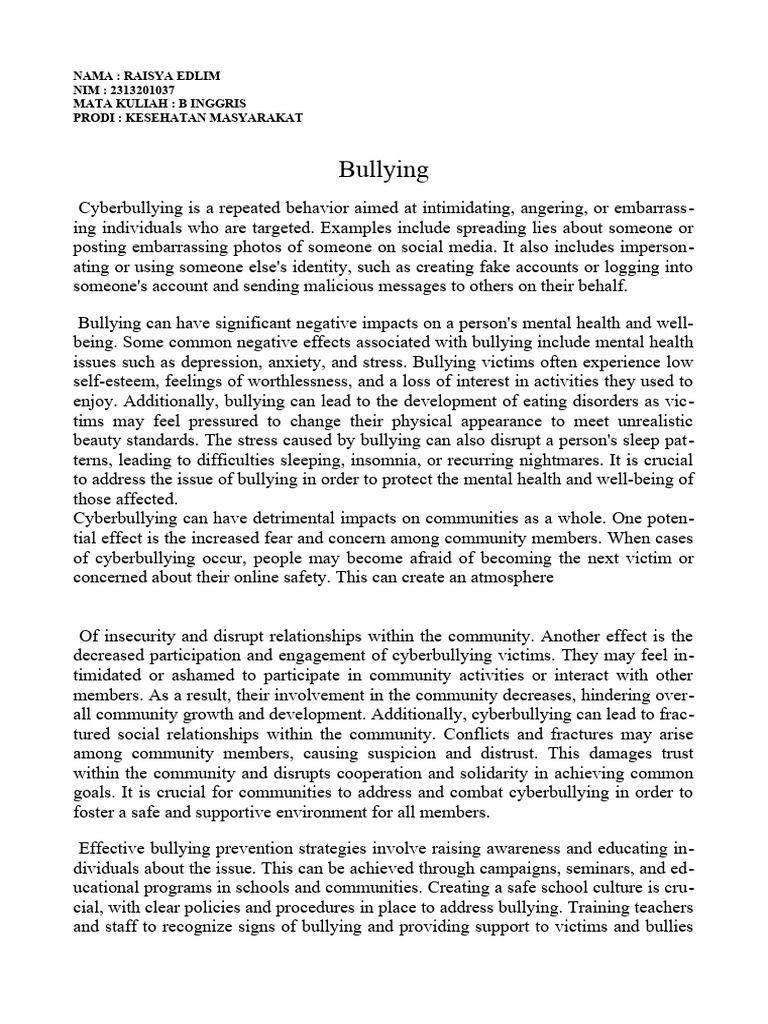 Understanding Cyberbullying Effects and Prevention | PDF ...