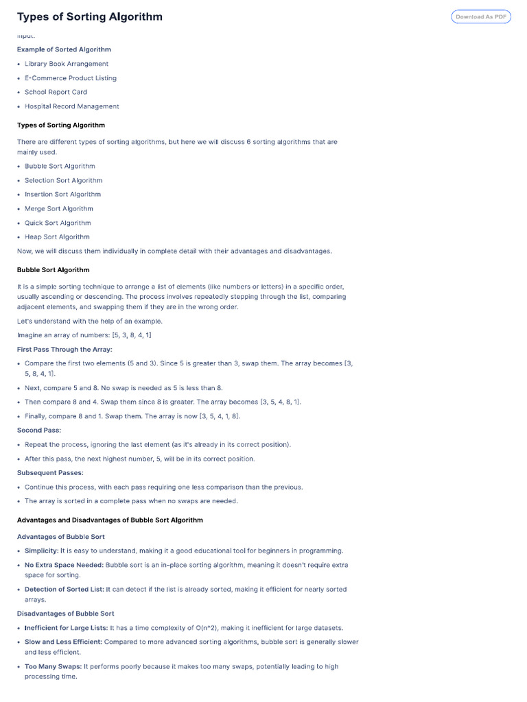 Types of Sorting | PDF