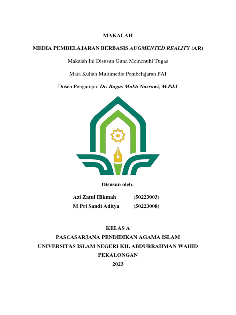 Multimedia Pembelajaran PAI - Media Pembelajaran Berbasis Augmented Reality | PDF