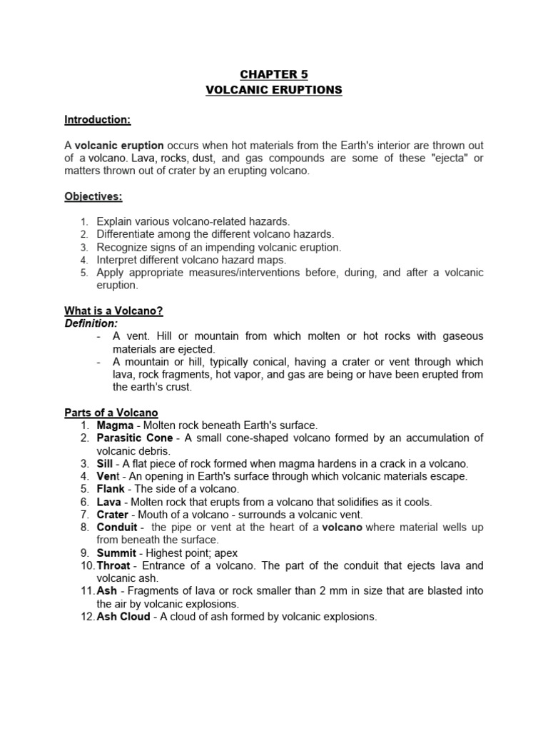 Chapter 5 Volcanic Eruptions | PDF | Volcano | Lava