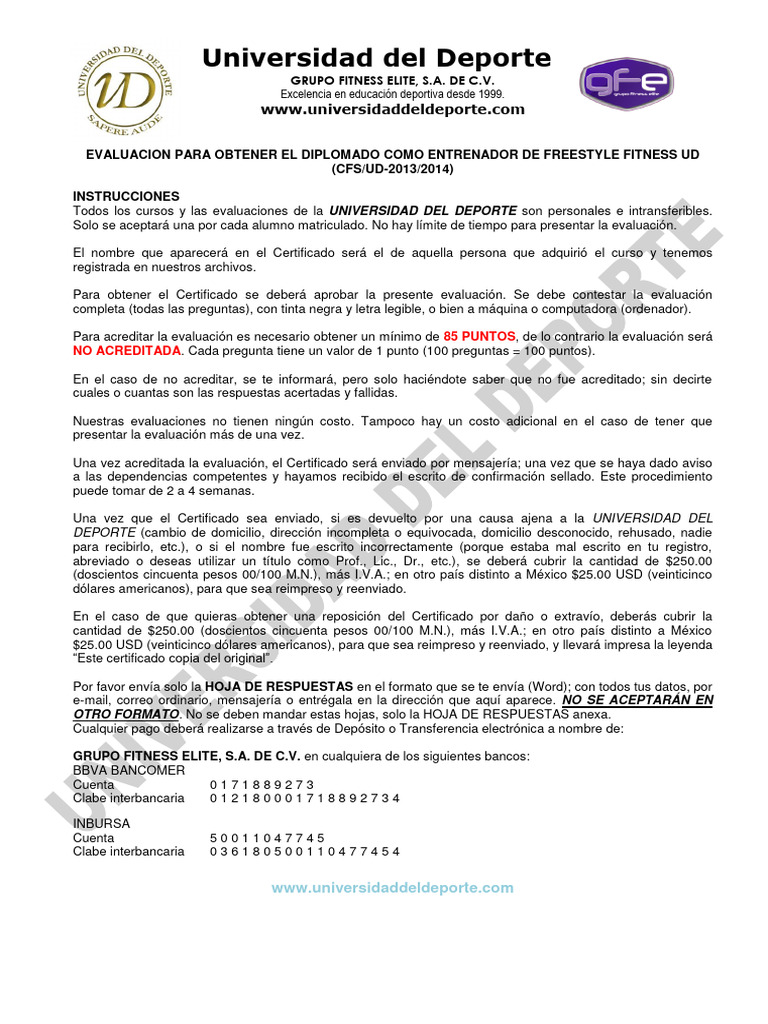 Cefs Evaluacion Final 2013 | PDF | Ejercicio aerobico | Metabolismo