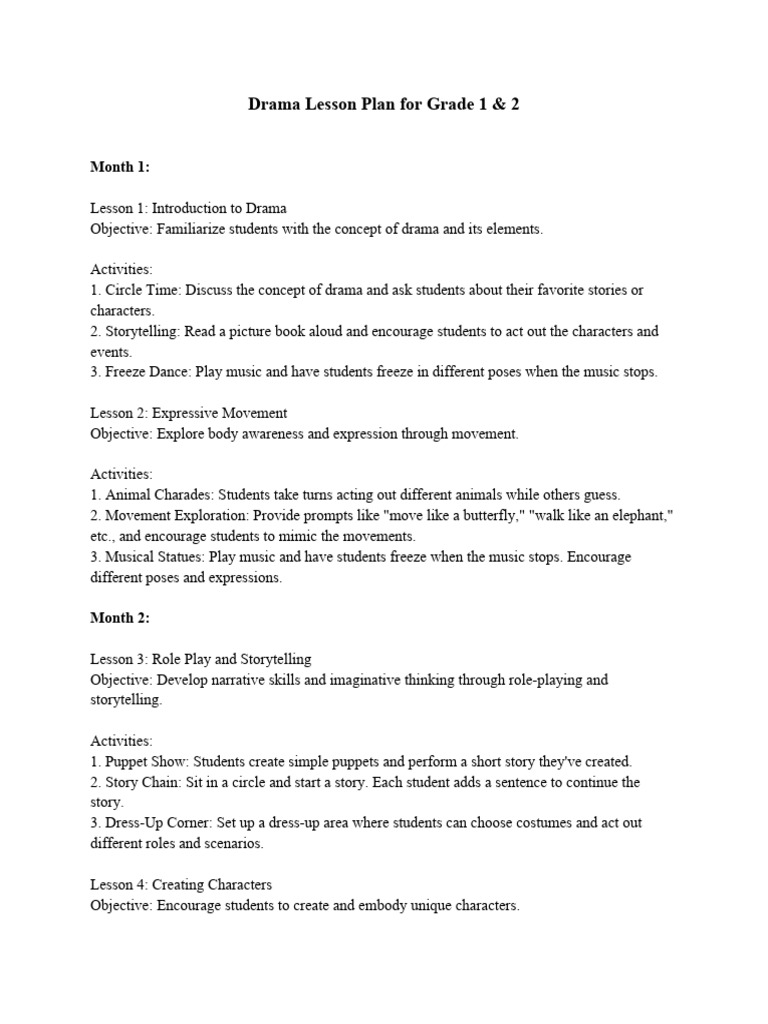 Drama Lesson Plan IB - Grade 1 & 2 | PDF | Puppets | Storytelling