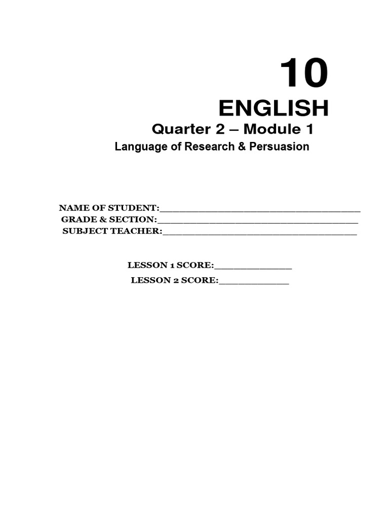 Eng10.Q2.M1 Students | PDF | Persuasion | Analysis