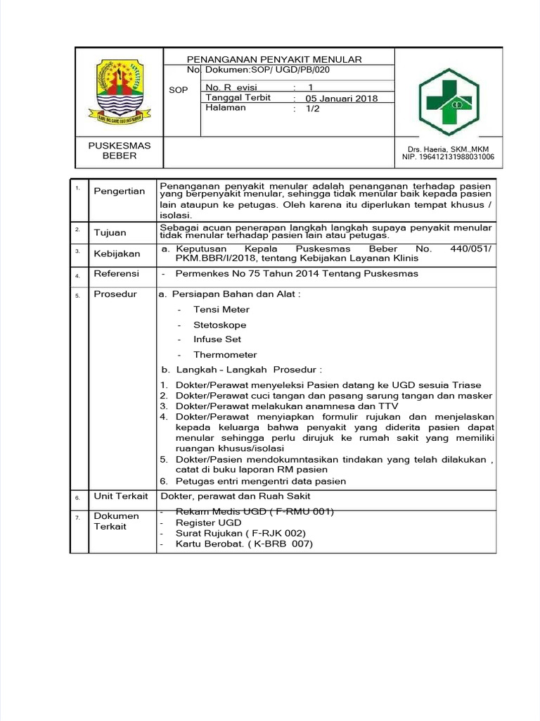 Sop Penanganan Penyakit Menular | PDF