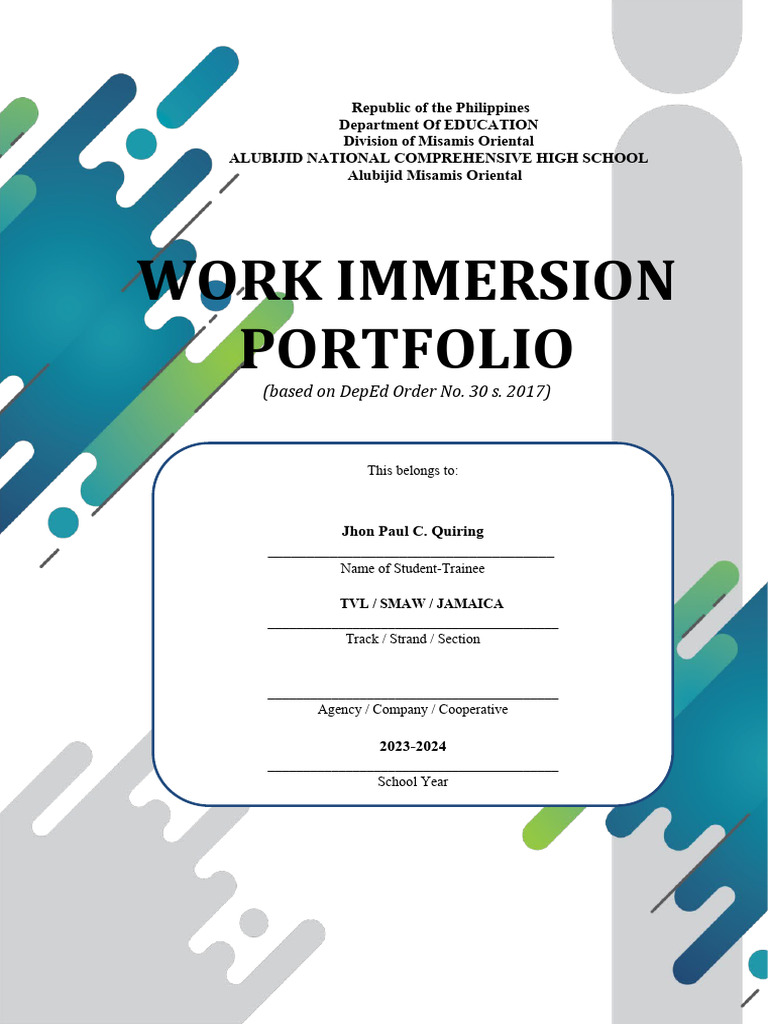 SHS Work Immersion Portfolio Final | PDF | Job Interview | Employment