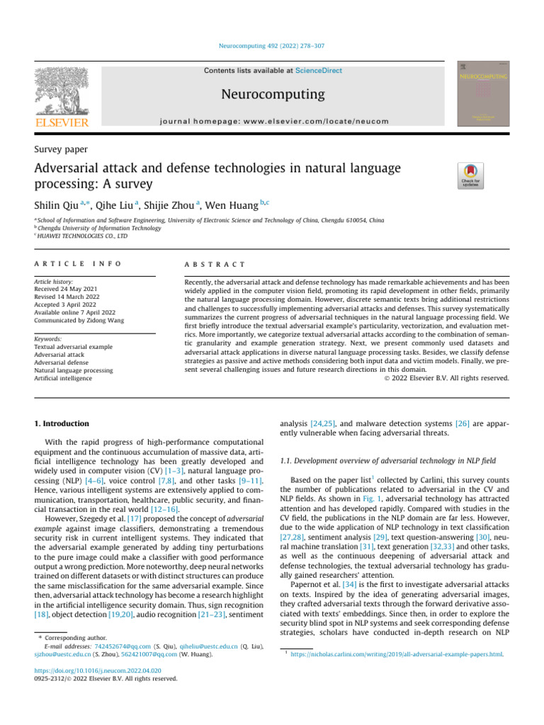 Adversarial Attack and Defense Technologies in Natural Language | PDF | Deep Learning ...