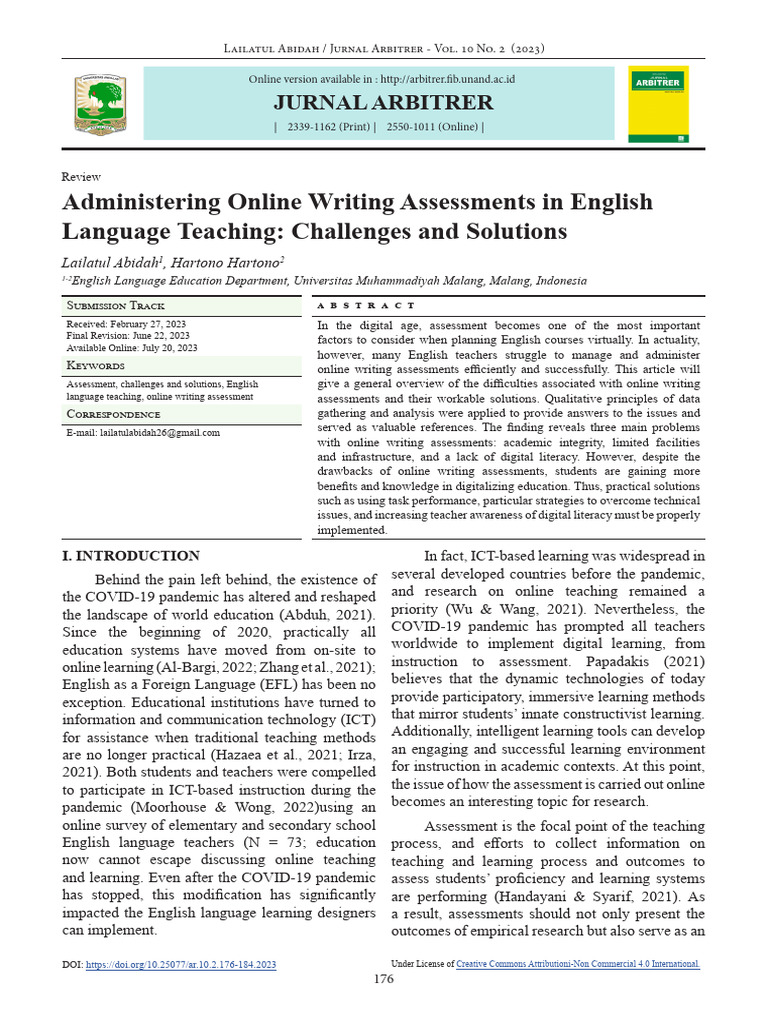 Administering Online Writing Assessments in English Language Teaching Challenges and Solutions ...
