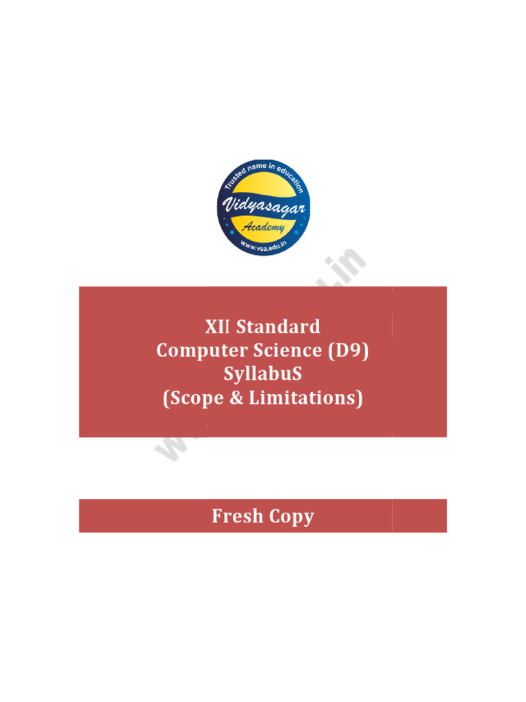 12th Standard Computer Science Syllabus | PDF | C++ | Operating System