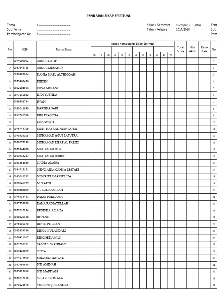 Format PEnilaian PAI | PDF