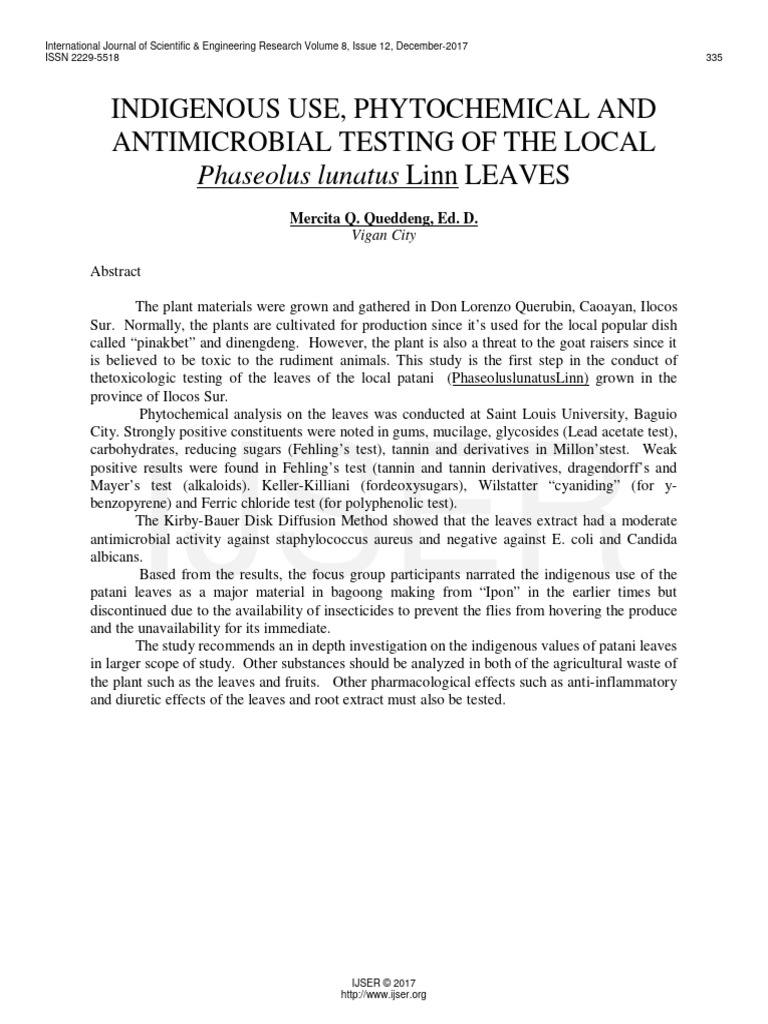 Indigenous Uses of Patani Leaves | PDF | Bean | Legume