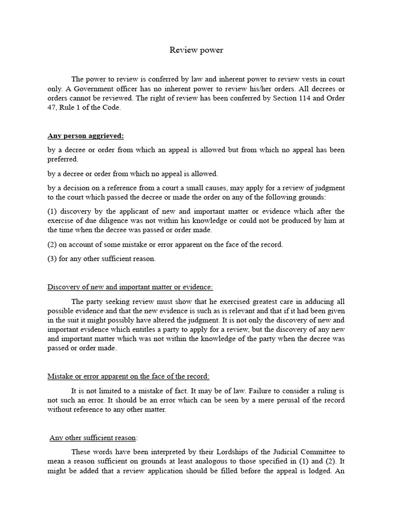 Review Power | PDF | Judgment (Law) | Appeal Review Power | PDF | Judgment (Law) | Appeal