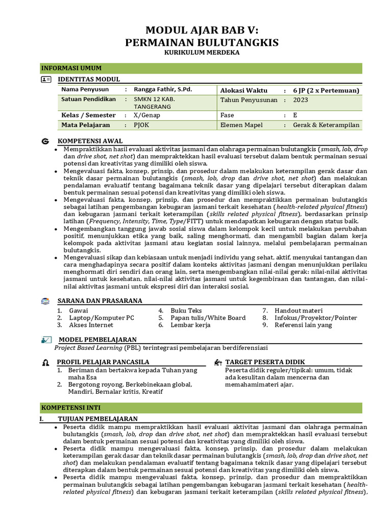 MODUL AJAR BAB V Kls 10 Genap | PDF
