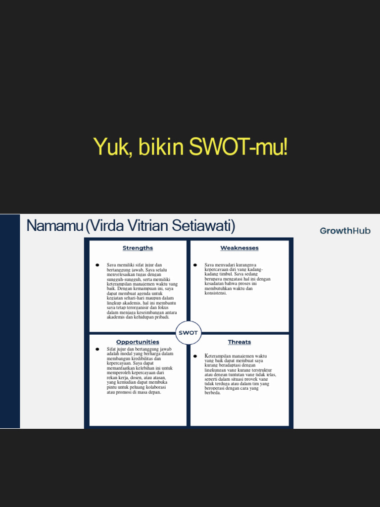 Analisis SWOT & SMART Virda | PDF | Bisnis | Pengembangan Diri