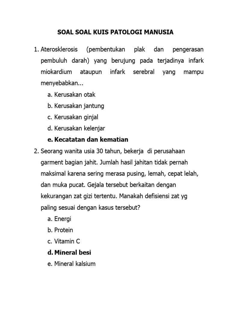 Soal Kuis Patologi Fix | PDF