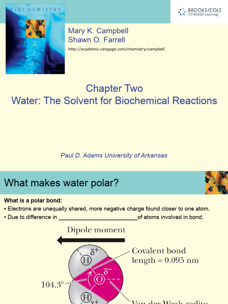 2 - Water The Solvent | PDF | Chemical Polarity | Chemical Bond