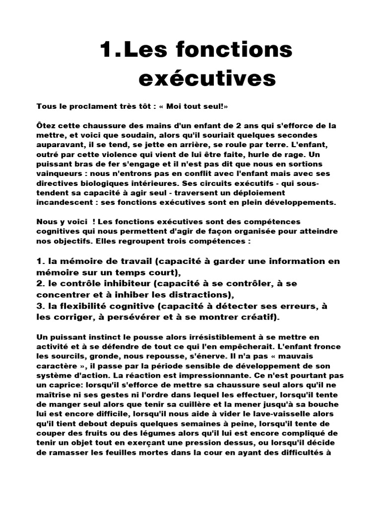 Les Fonctions Executives | PDF | Fonctions exécutives | Sommeil