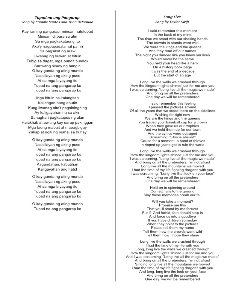 Lyrics | PDF | Poetry