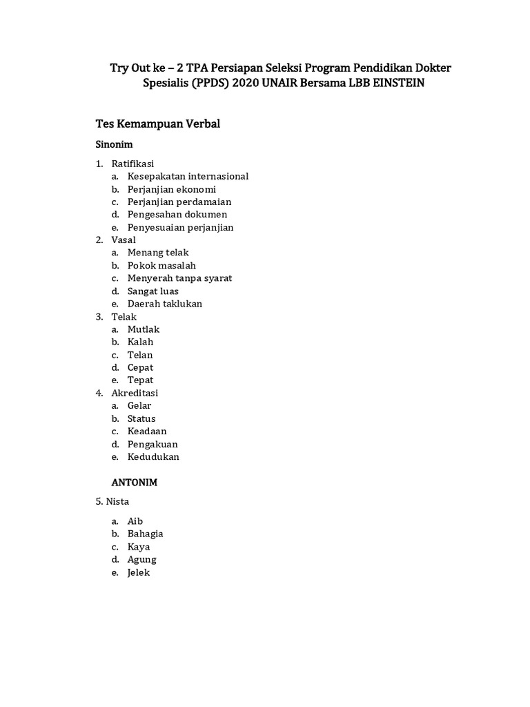 Try Out PPDS Ke 2 | PDF