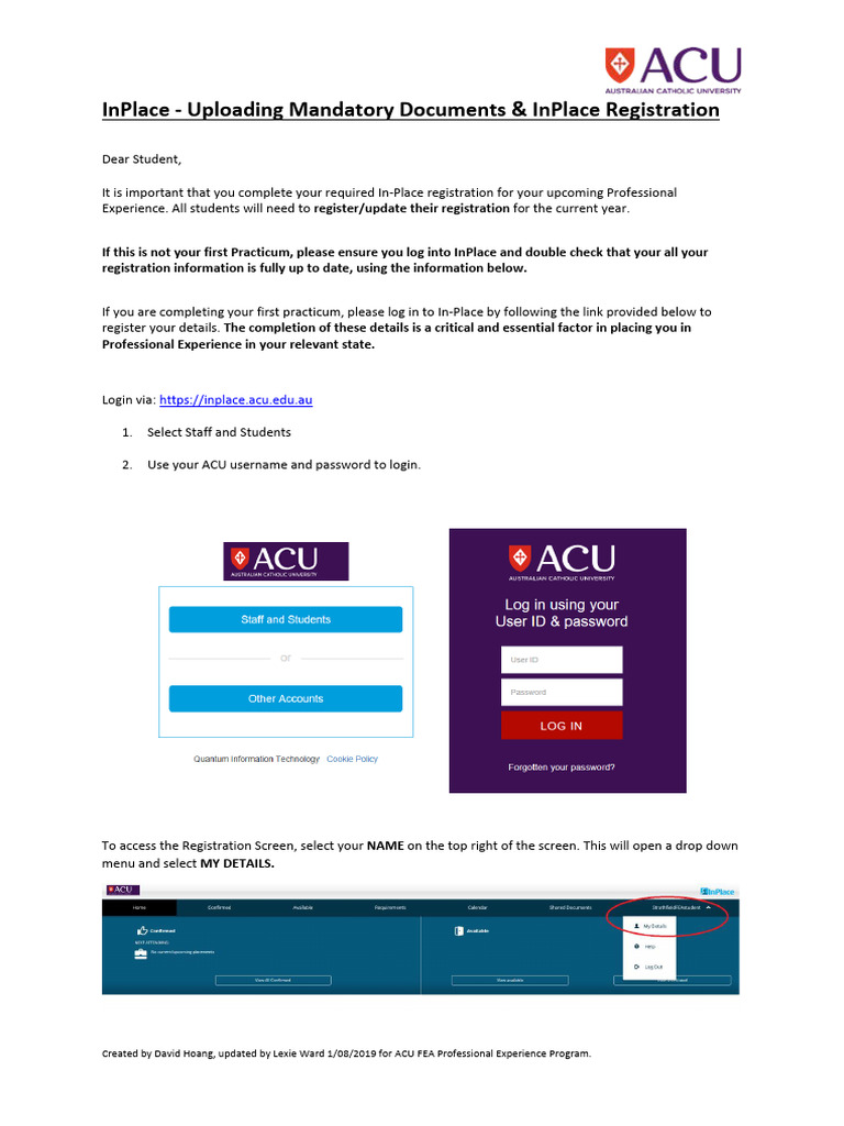 Completing The FEA InPlace Requirements and Pre-Placement Form | PDF