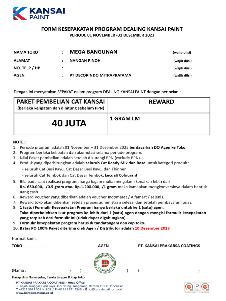 Form Dealing Nop - Des 2023 | PDF