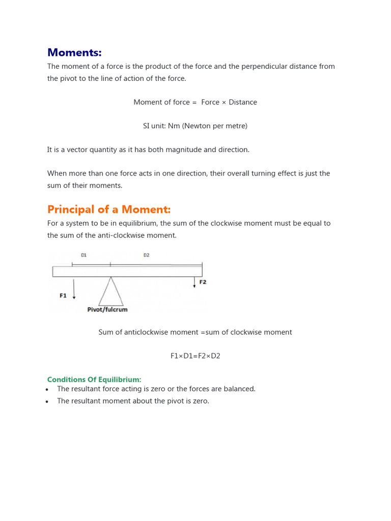 Understanding Moments and Stability in Physics | PDF | Force | Center Of Mass