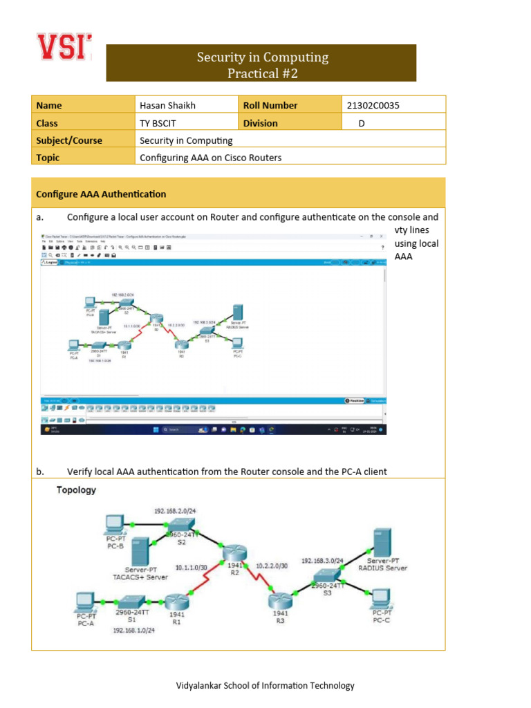 SiC Worksheet - Practical 2 AAA | PDF | Radius | Security