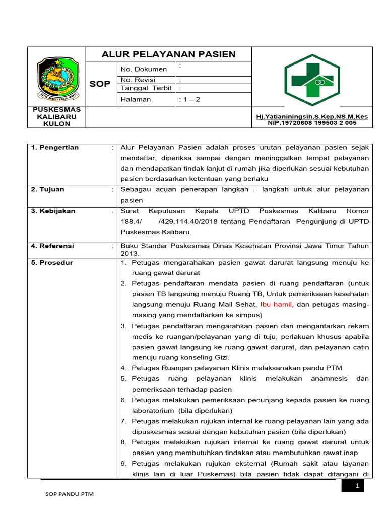 Sop Alur Pelayanan Pasien | PDF | Sains & Matematika