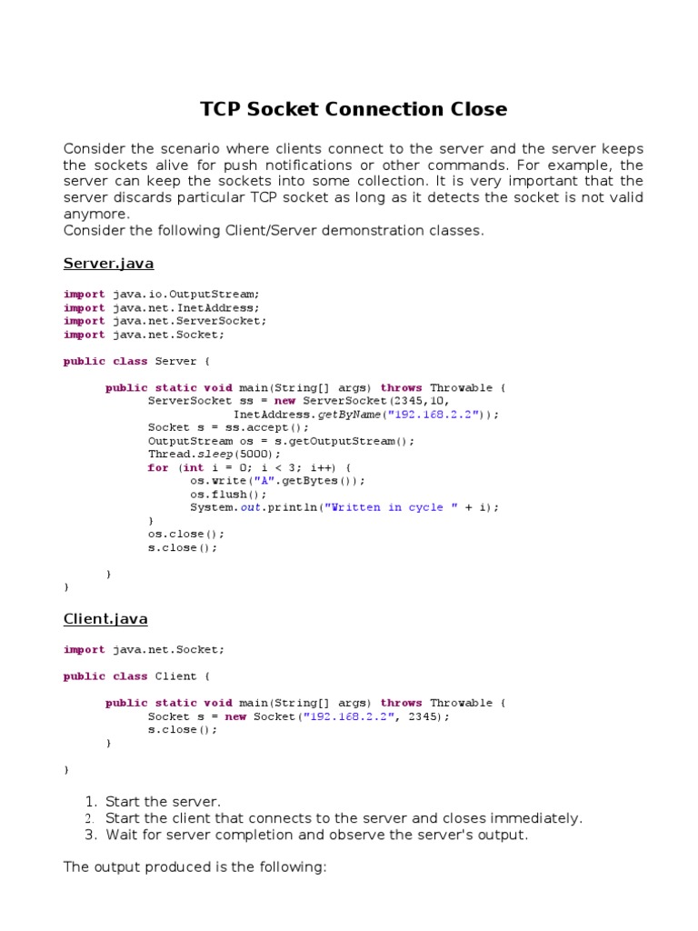 TCP Socket Connection Close | PDF | Network Socket | Transmission Control Protocol